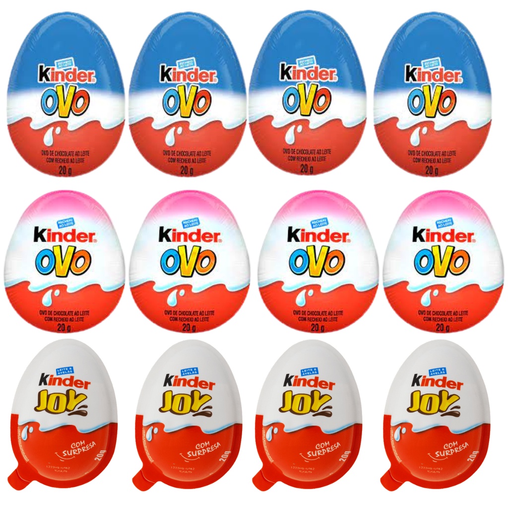 Kit Chocolate Kinder 4 Ovo Boy - 4 Girl E 4 Kinder Joy | Shopee Brasil