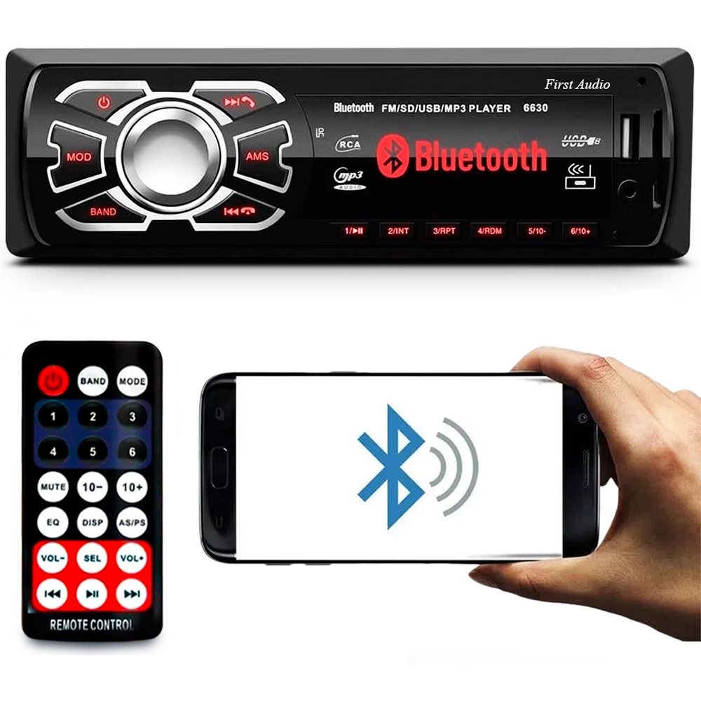 Auto Rádio Mp3 Player Automotivo Som de carro Bluetooth First Option 5566 2 Usb Sd Controle ...