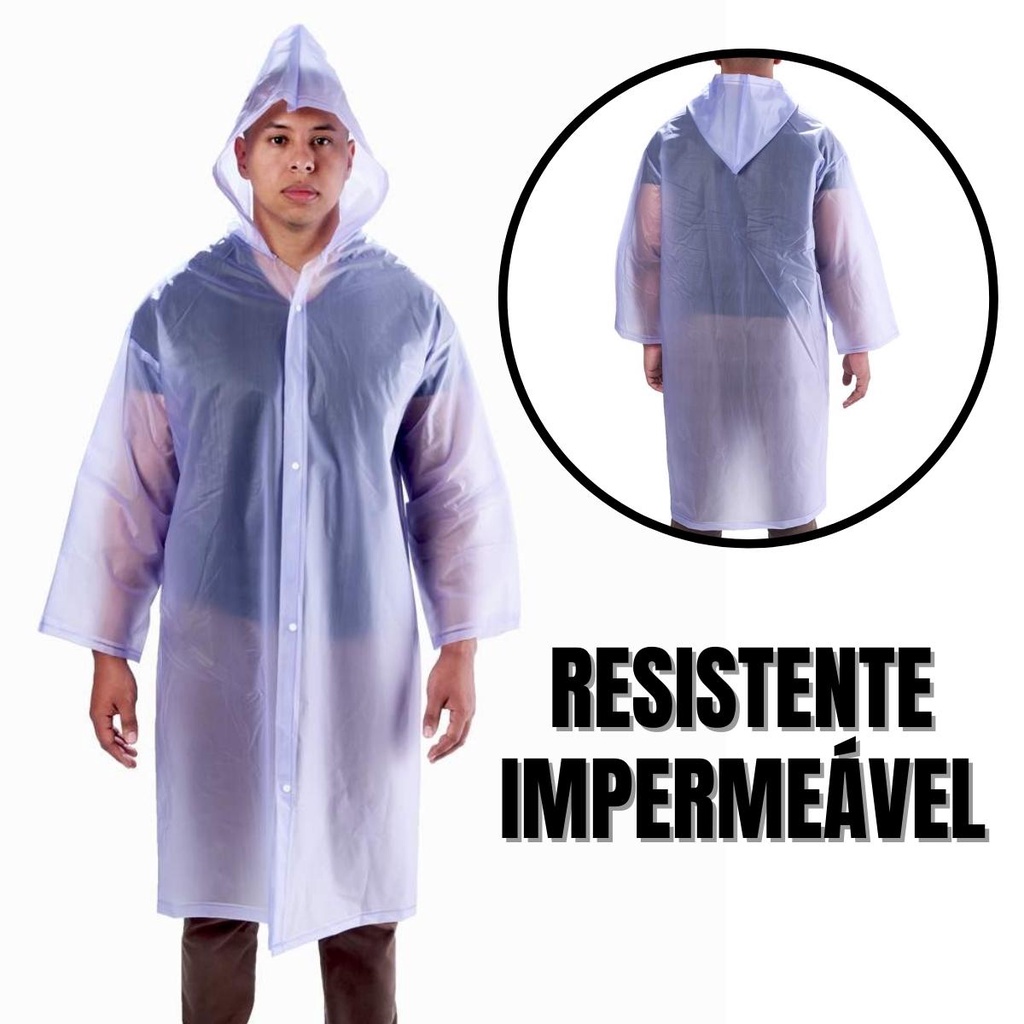 Capa De Chuva Forrada Com Capuz transparente Resistente - Escorrega o Preço
