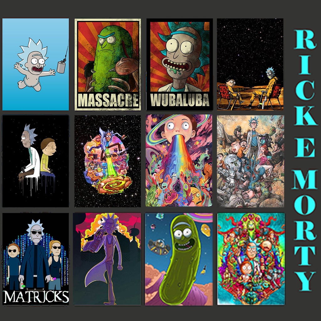 Quadros Decorativos Placas Rick e Morty Desenho Animado, anime, Sala ...