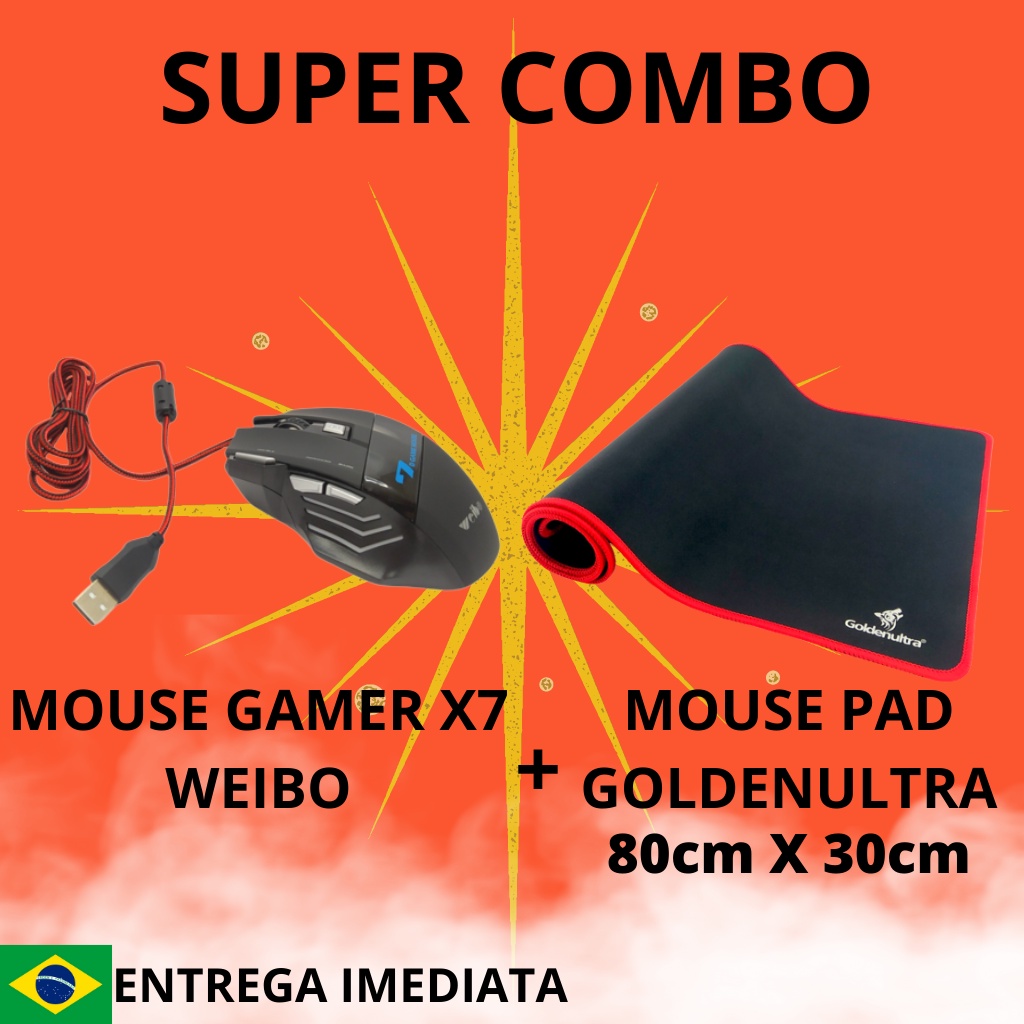 Mouse Gamer X7 Weibo + Mouse Pad GoldenUltra | Shopee Brasil