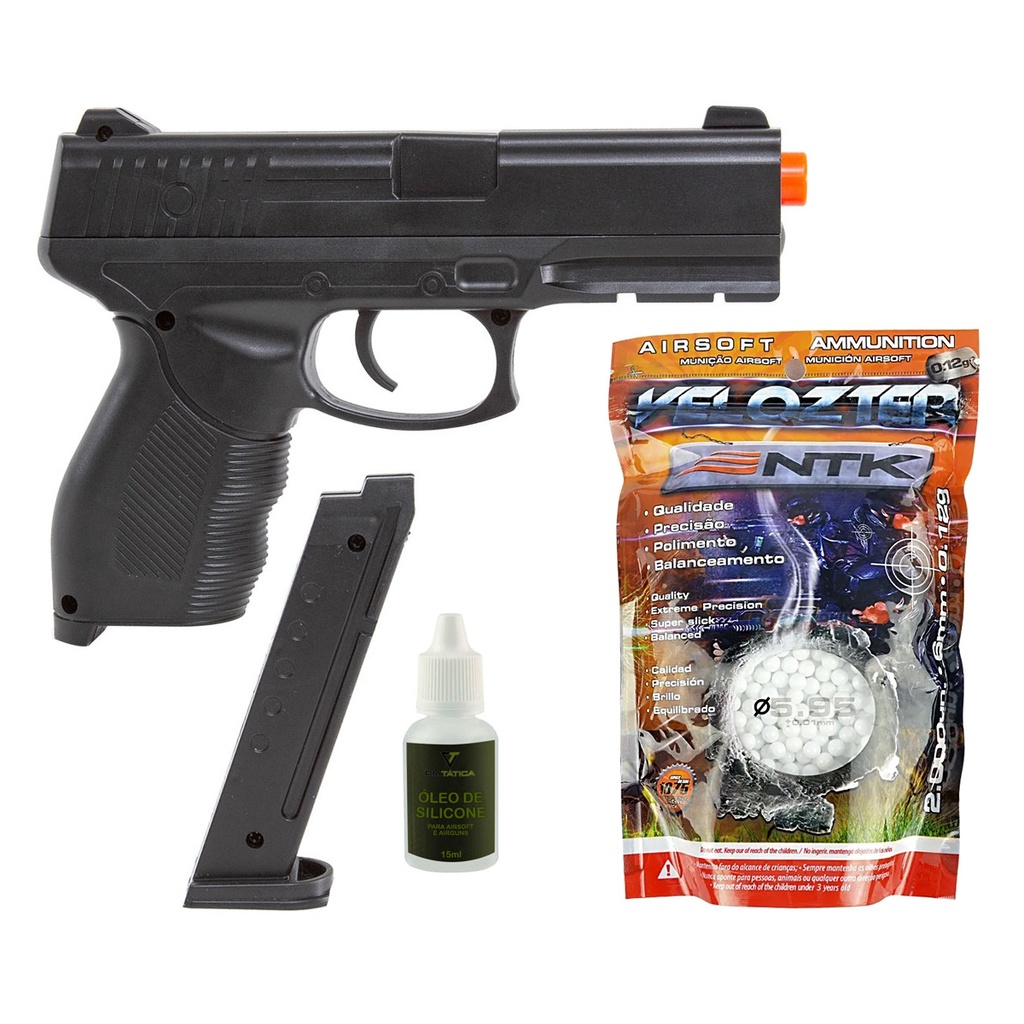 Pistola Airsoft Spring Vigor V310 6mm, 2000 Esferas BBs e Óleo de ...