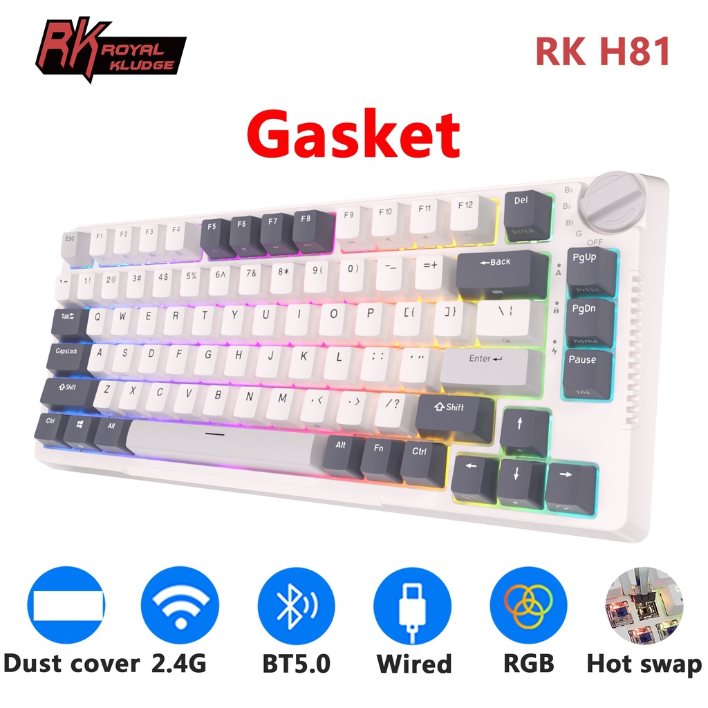 Rk h81 royal junta kludge estrutura tri-modo de teclado mecânico 81 ...