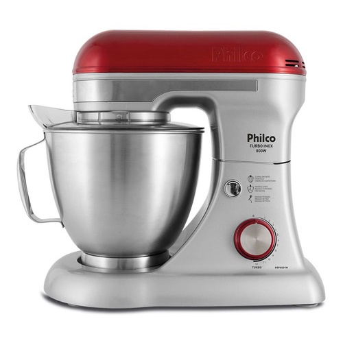 Batedeira Com Pedestal Philco Turbo Inox Pbp800 Prateada E Vermelha 220 v | Shopee Brasil