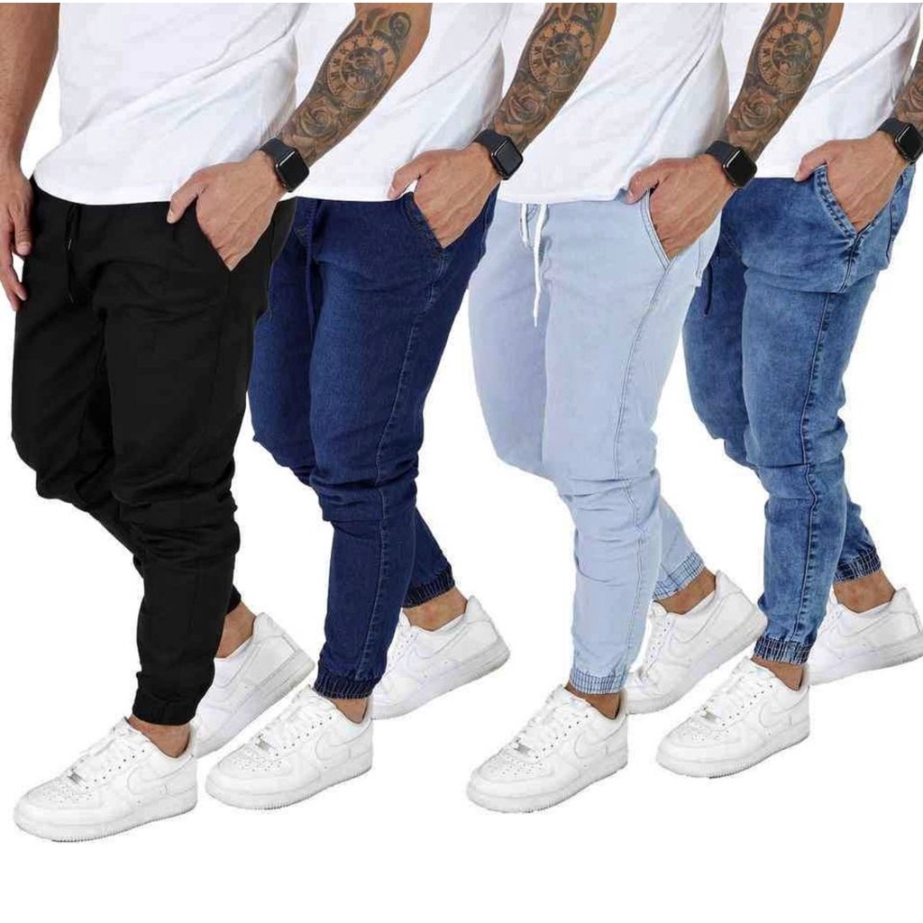 Calça Jogger Masculina Estilo Jogador Sarja Com Punhos Elásticos Ultra