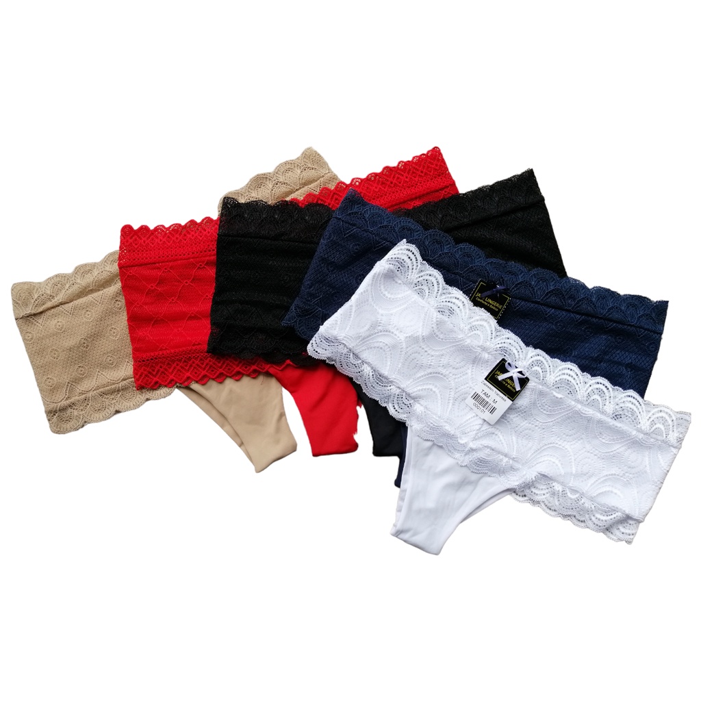 Kit 10 Calcinhas Calesson em microfibra e renda | Shopee Brasil