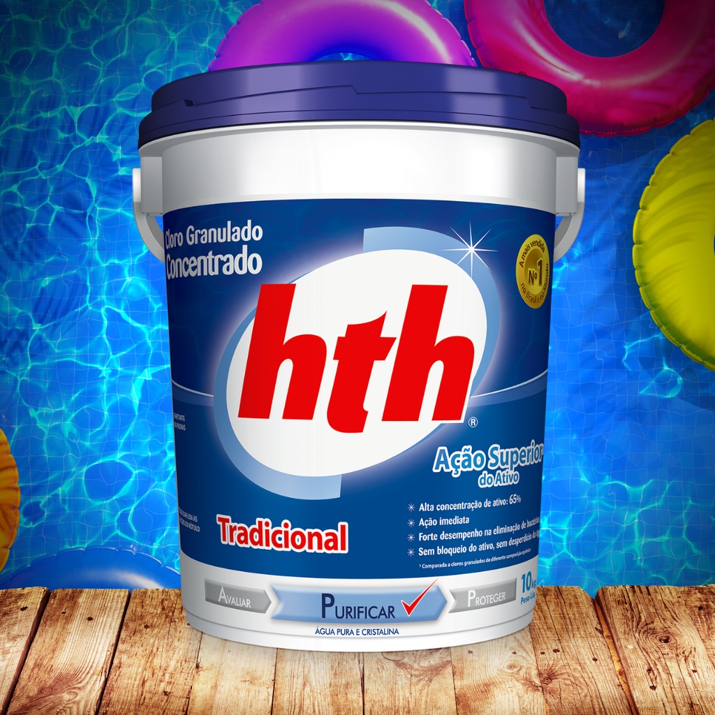 Cloro para piscina 10kg hth tradicional balde | Shopee Brasil
