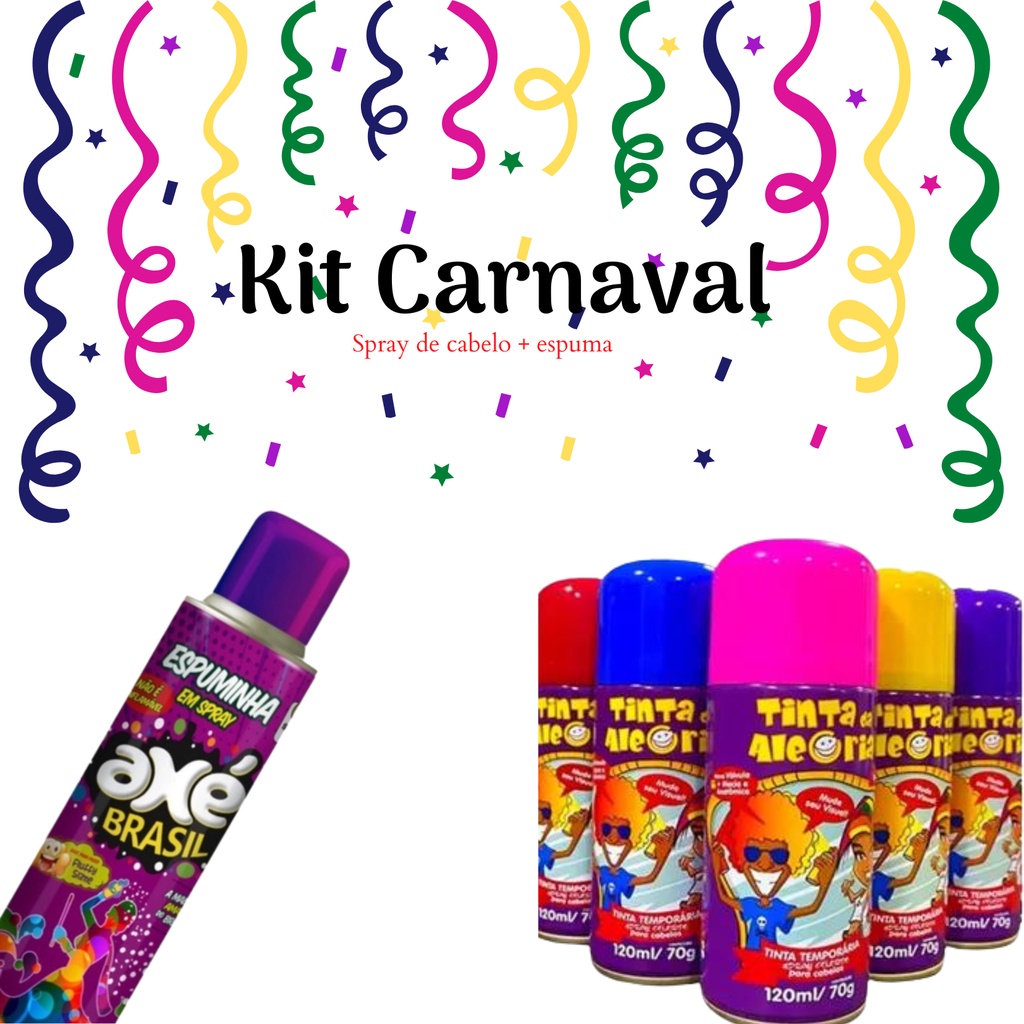 Kit Carnaval Spray De Cabelo E Espuminha De Neve 500ml | Shopee Brasil