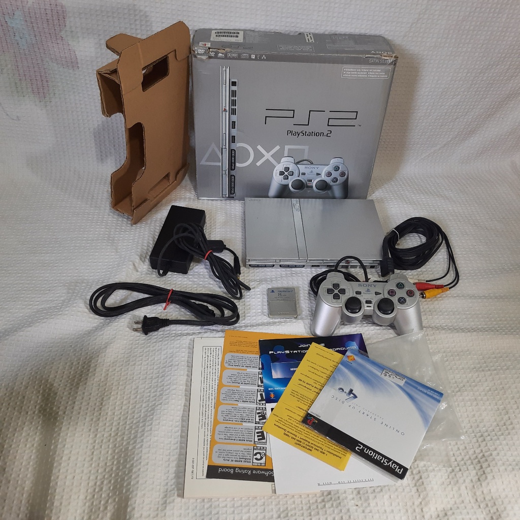 playstation 2 slim prata scph 77001 na caixa cib - Escorrega o Preço