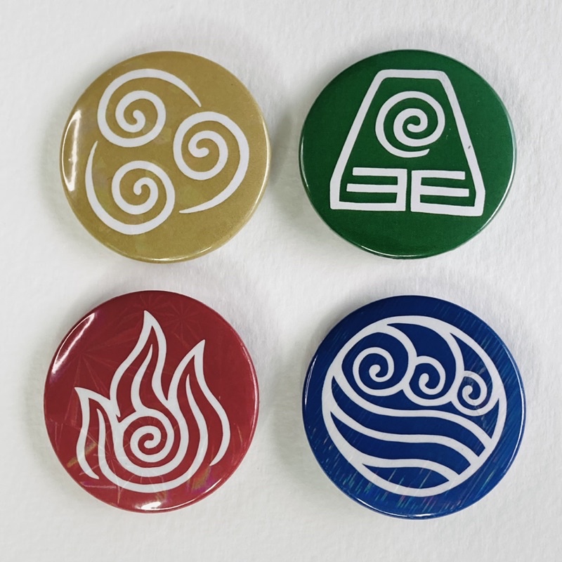 Pack de Buttons Holográficos 4 Elementos Avatar: A Lenda de Aang com ...