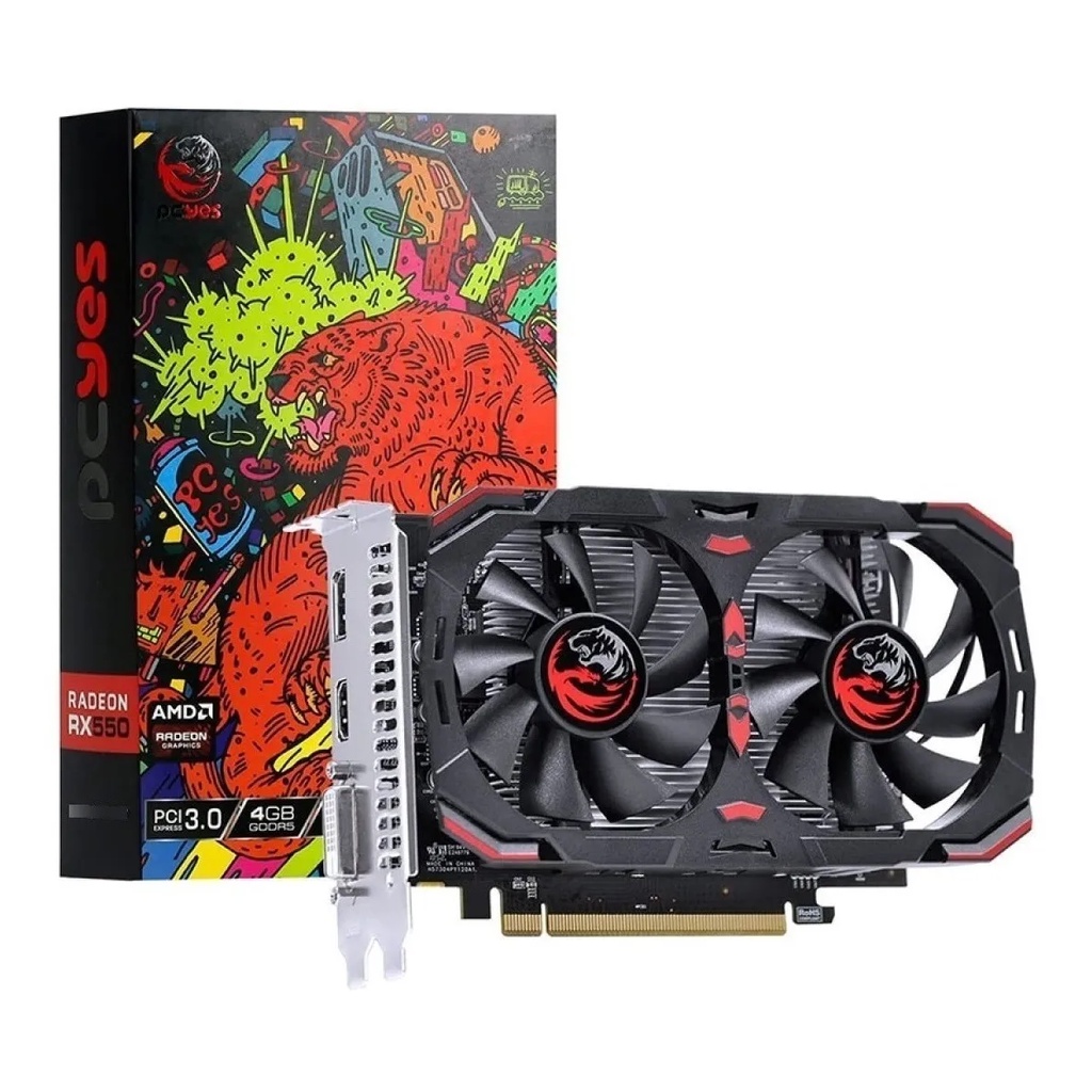 Placa de vídeo AMD Pcyes Graffiti Series Radeon RX 500 Series RX 550 ...