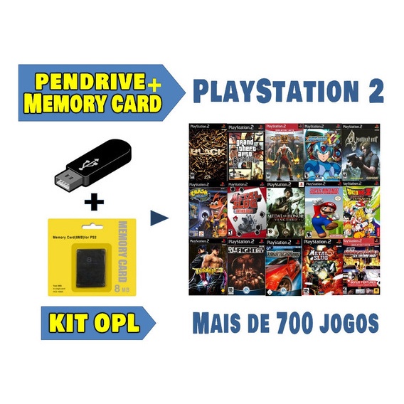 KIT PS2 OPL - Memory Card com opl + Pendrive 64G com JOGOS ...