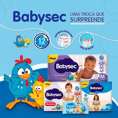 Fralda Babysec Galinha Pintadinha Premium M e Xg - Escorrega o Preço