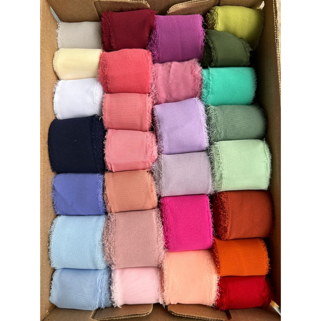 Fita Rústica em Chiffon de seda com detalhes desfiados. Perfeita para ...