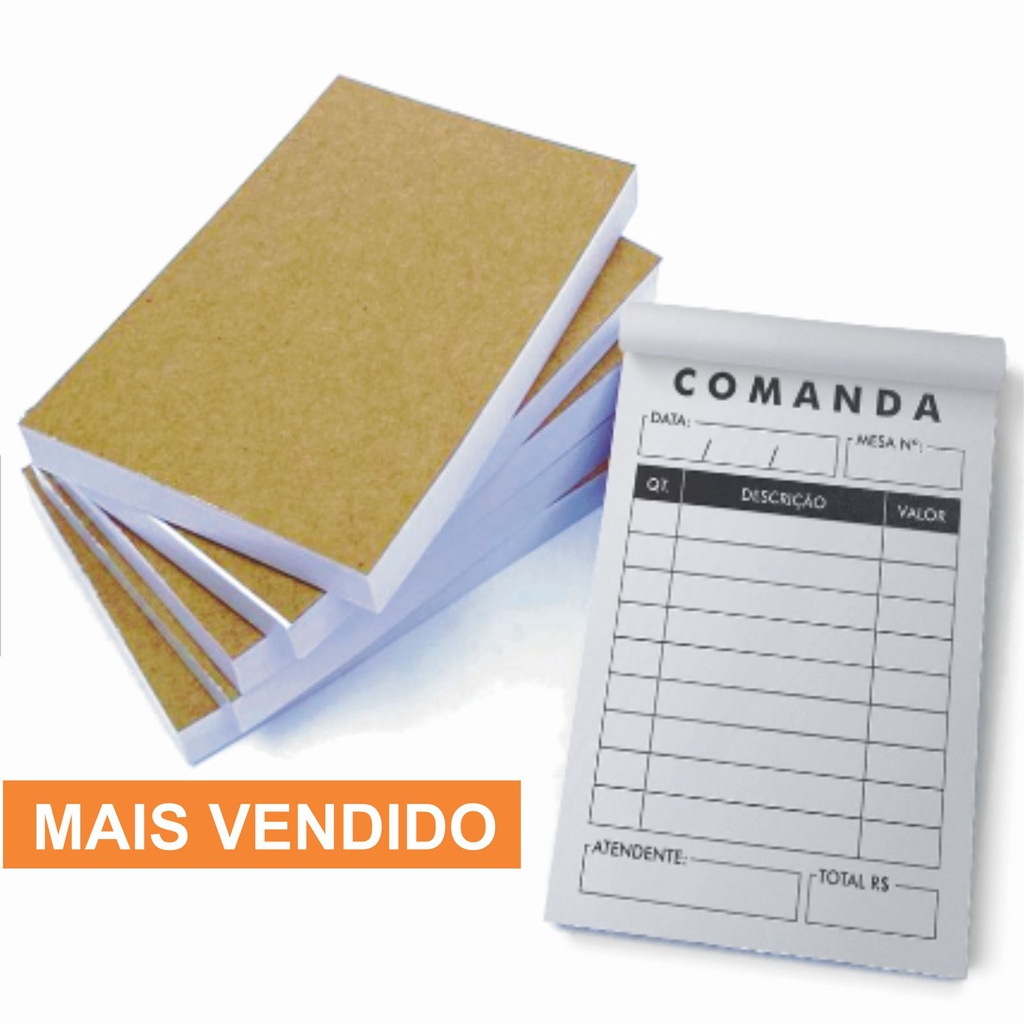 Kit Combo 5 Blocos de Comanda c/ 100 Folhas para Lanchonete, Barzinho ...