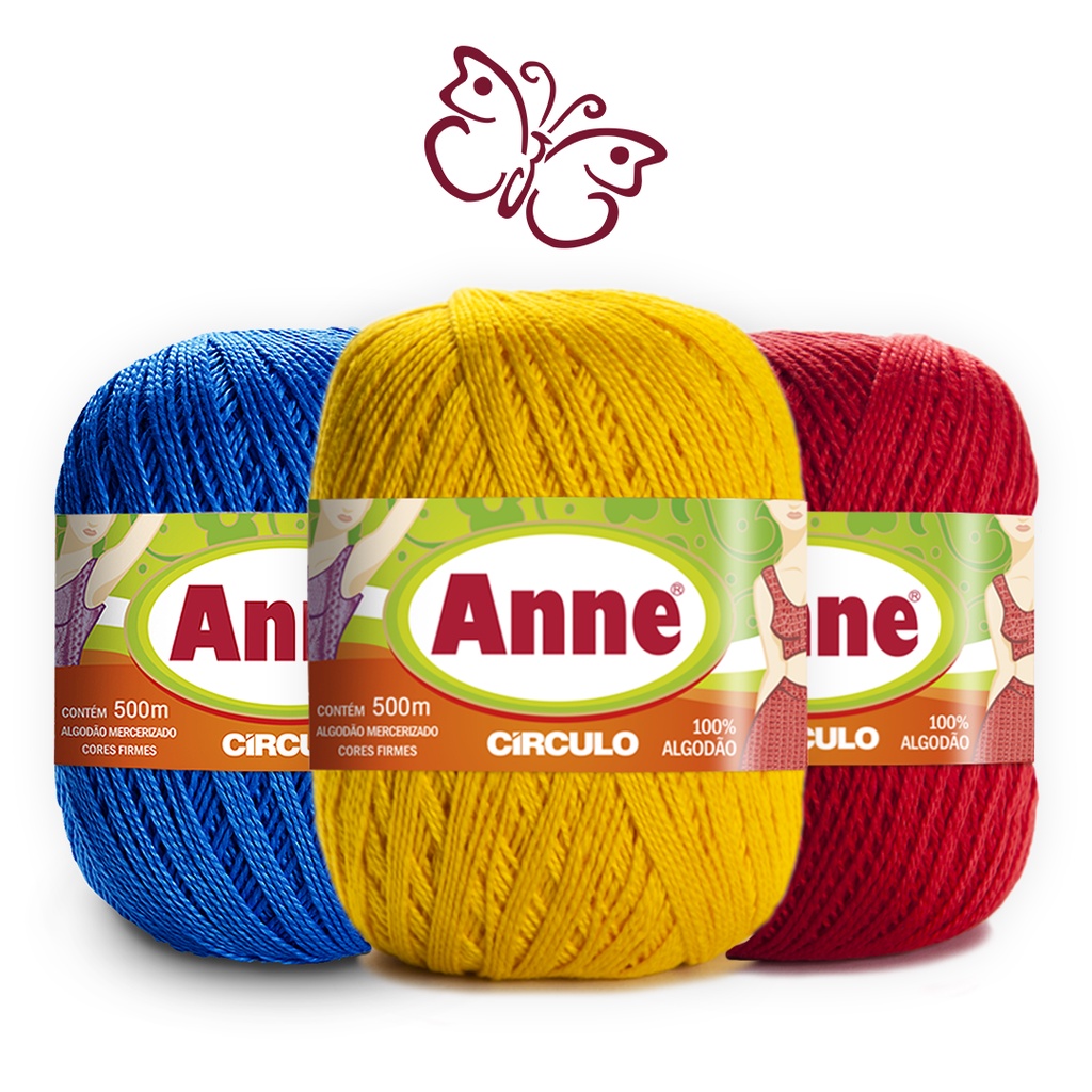 Linha Fio Anne Para Crochê Circulo 500m 100% Algodão - Cores de 1074 ...
