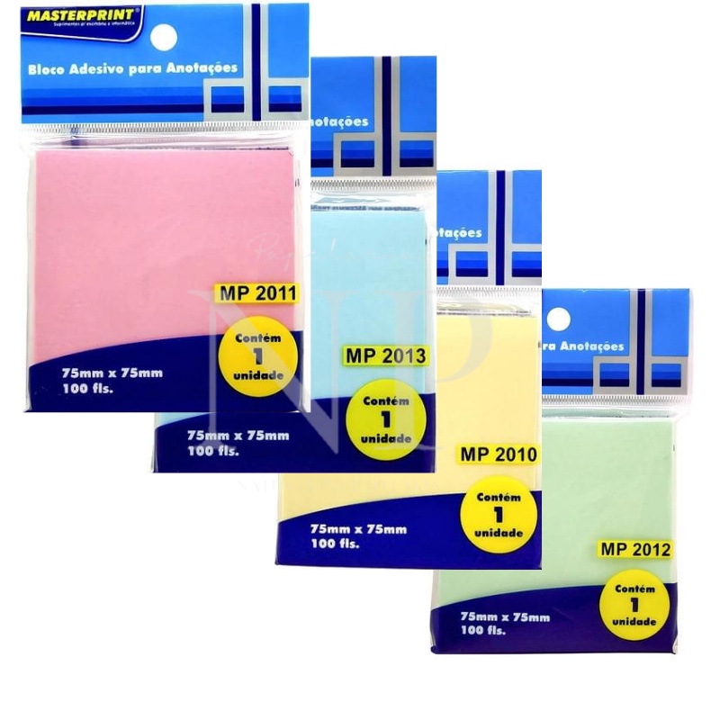 Bloco Adesivo Post it Para Recado e Anotações Com 100 Folhas 7,5cmx7 ...