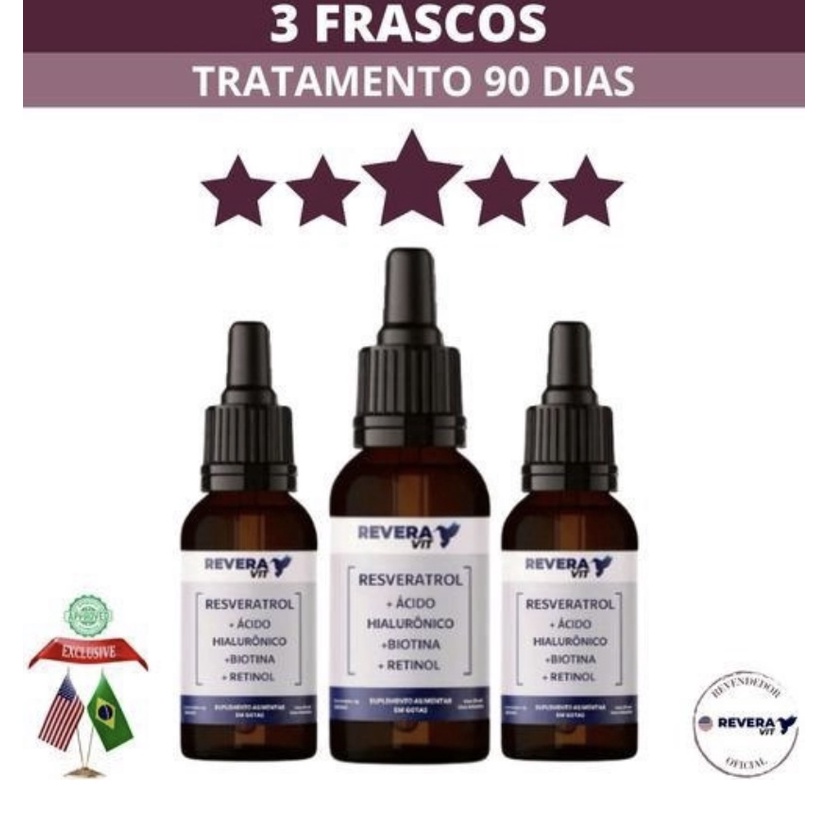 3 frascos Reveravit AmericaReveravit Americano Original Resveratrol ...