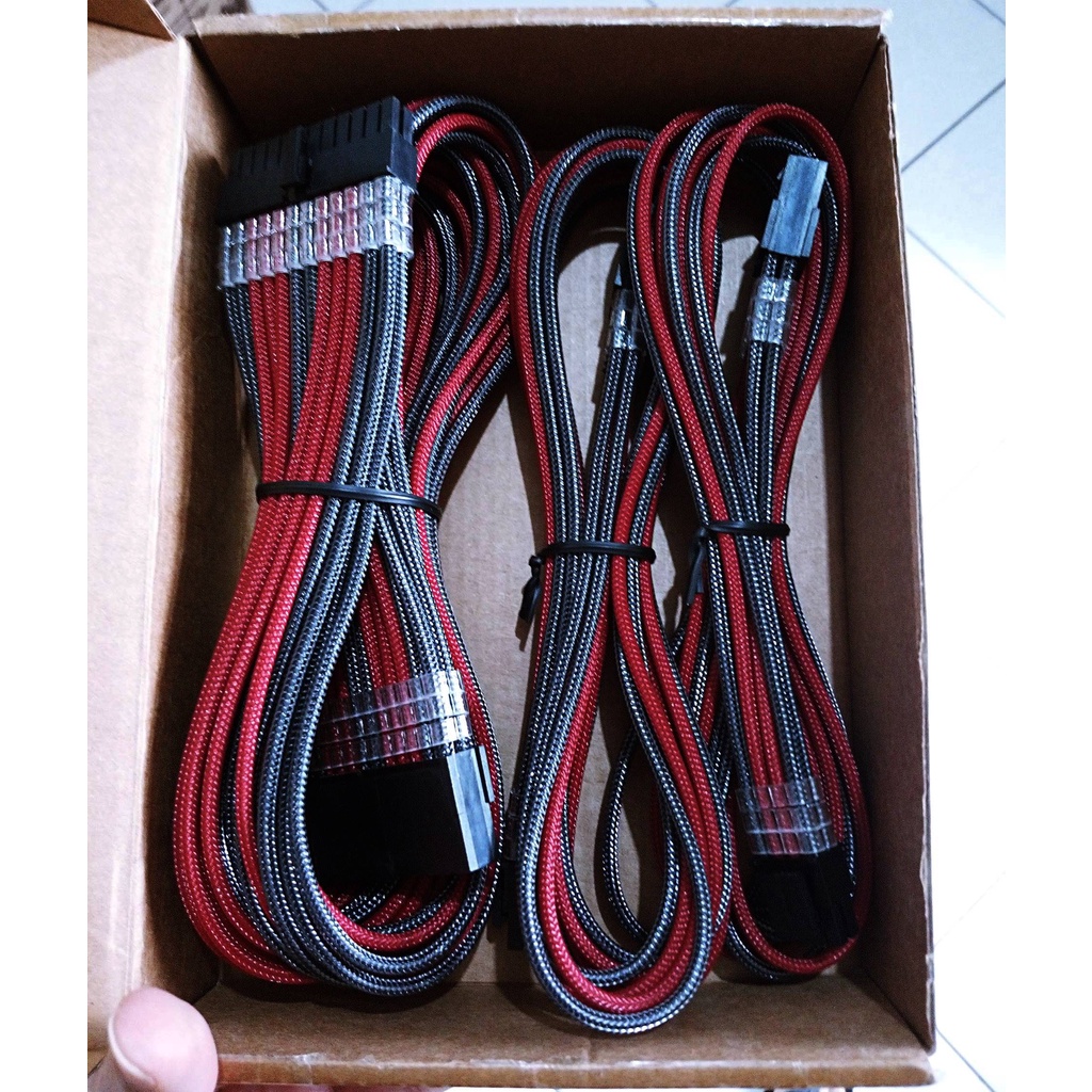 Kit de Cabos Sleeved de Extensão de Energia de 60 cm para PC - 1 x 24 pinos, 1 x CPU 8 pinos, 1 ...