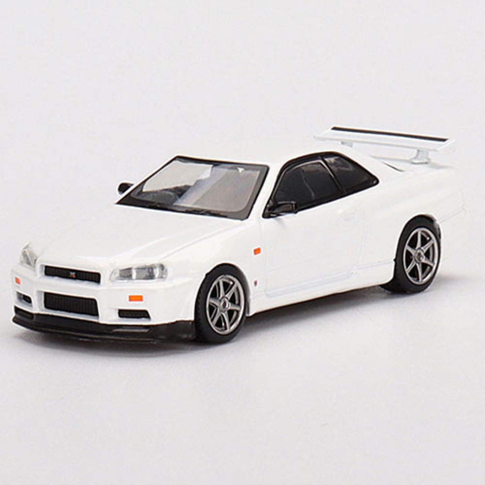 1 : 64 MINI GT Skyline GTR R34 V-spec II Bayside Alloy Blue Diorama ...