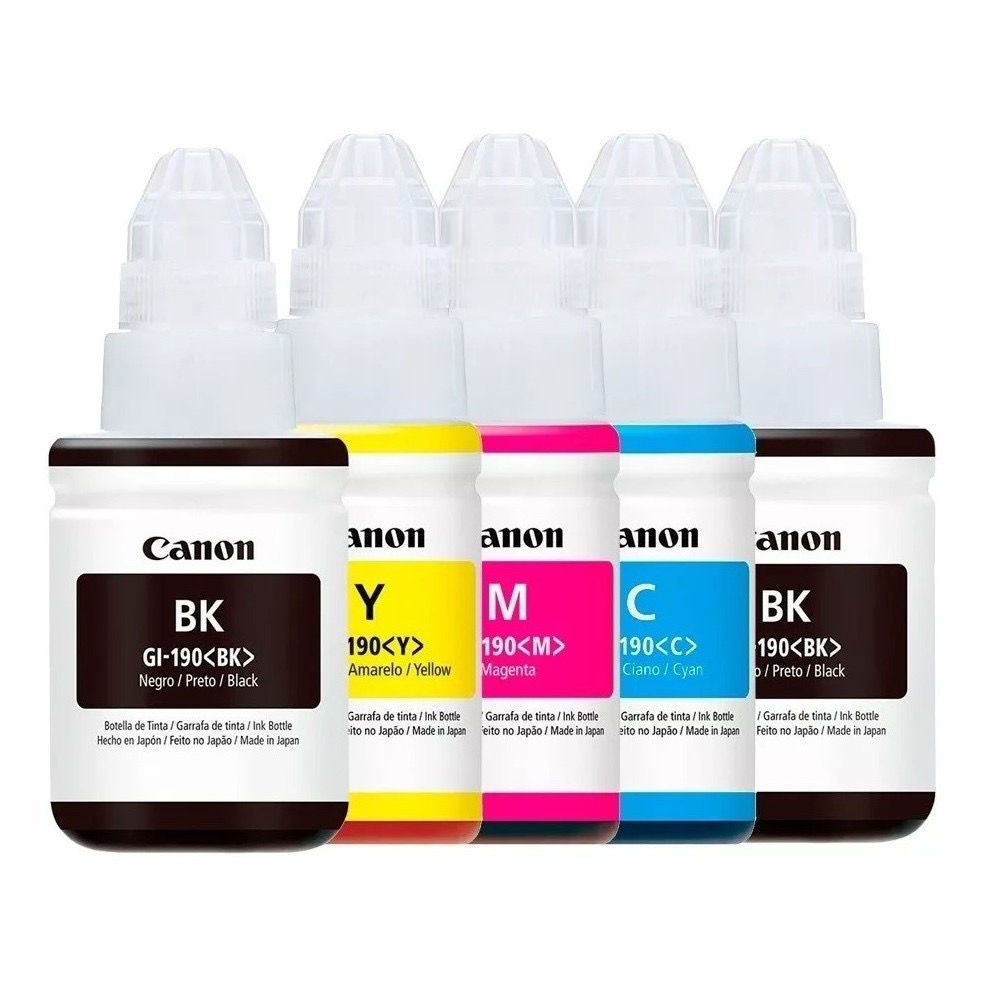 Kit 5 Tintas Canon Original Gl-190 para Impressora G2100, G1100, G3100 ...