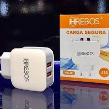 FONTE CARREGADOR HREBOS 3.1a HS-163 C/ 2 SAIDA USB BRANCO | Shopee Brasil