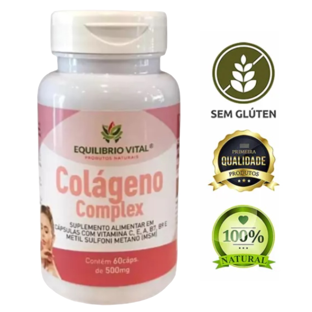 Colágeno Complex 60 cápsulas 500mg Equilíbrio Vital – Suplemento ...