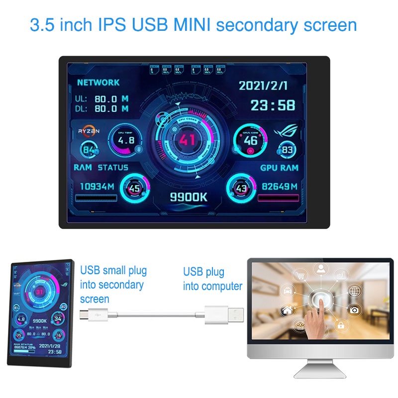 3.5 Polegadas IPS Display Sub-Tela 360 ° Rotação Portas USB Duplas Para ...