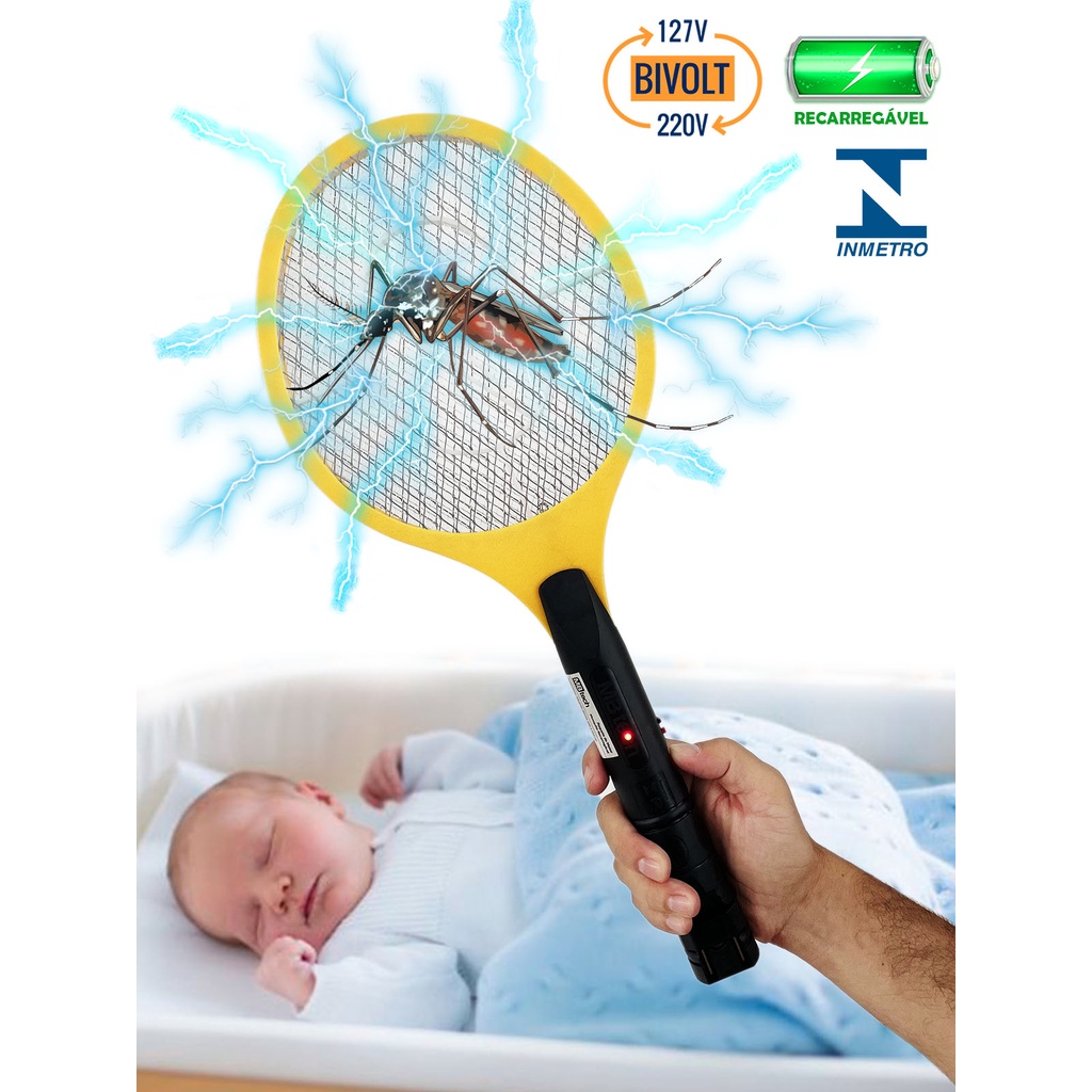 Raquete Elétrica Bivolt Mata Mosquito Insetos pernilongos e mosquito da ...