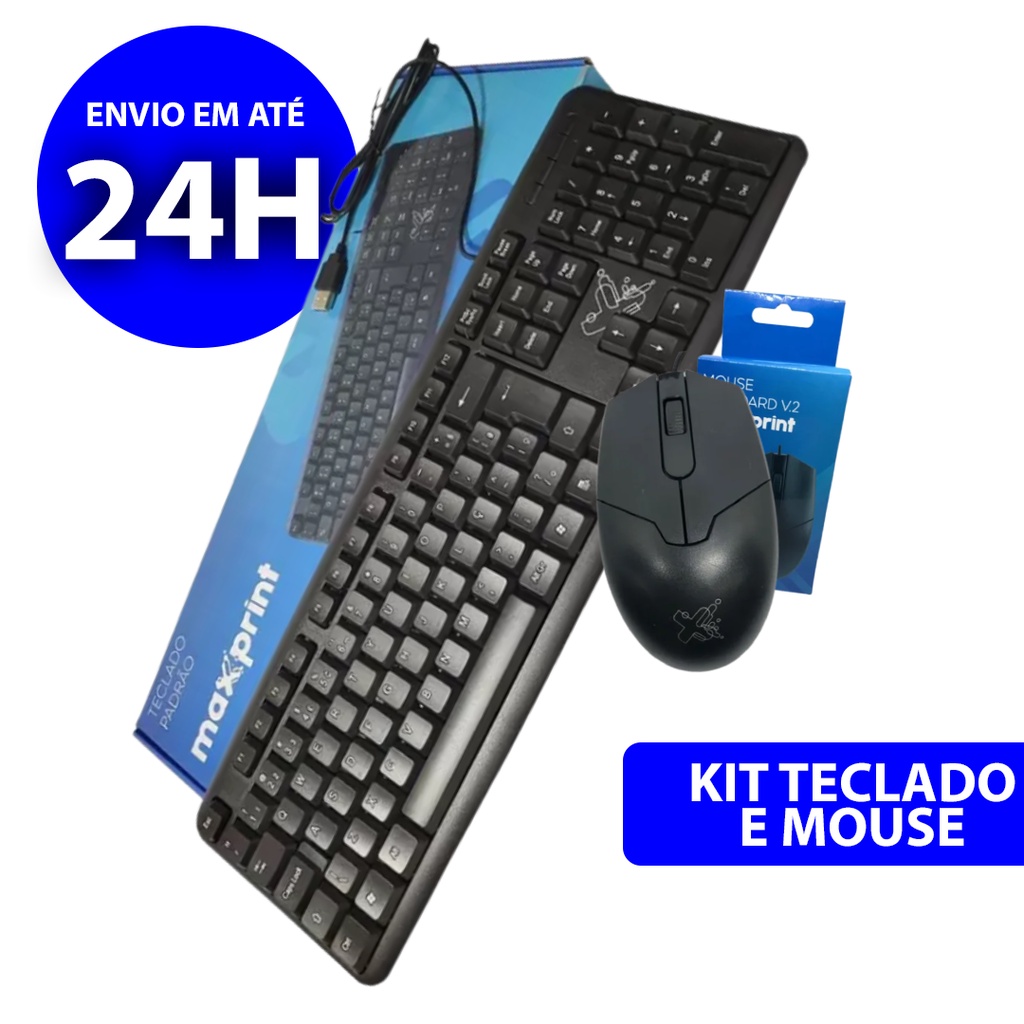 Kit Teclado e Mouse MaxPrint USB Com Fio De Escritorio Com NFC | Shopee ...