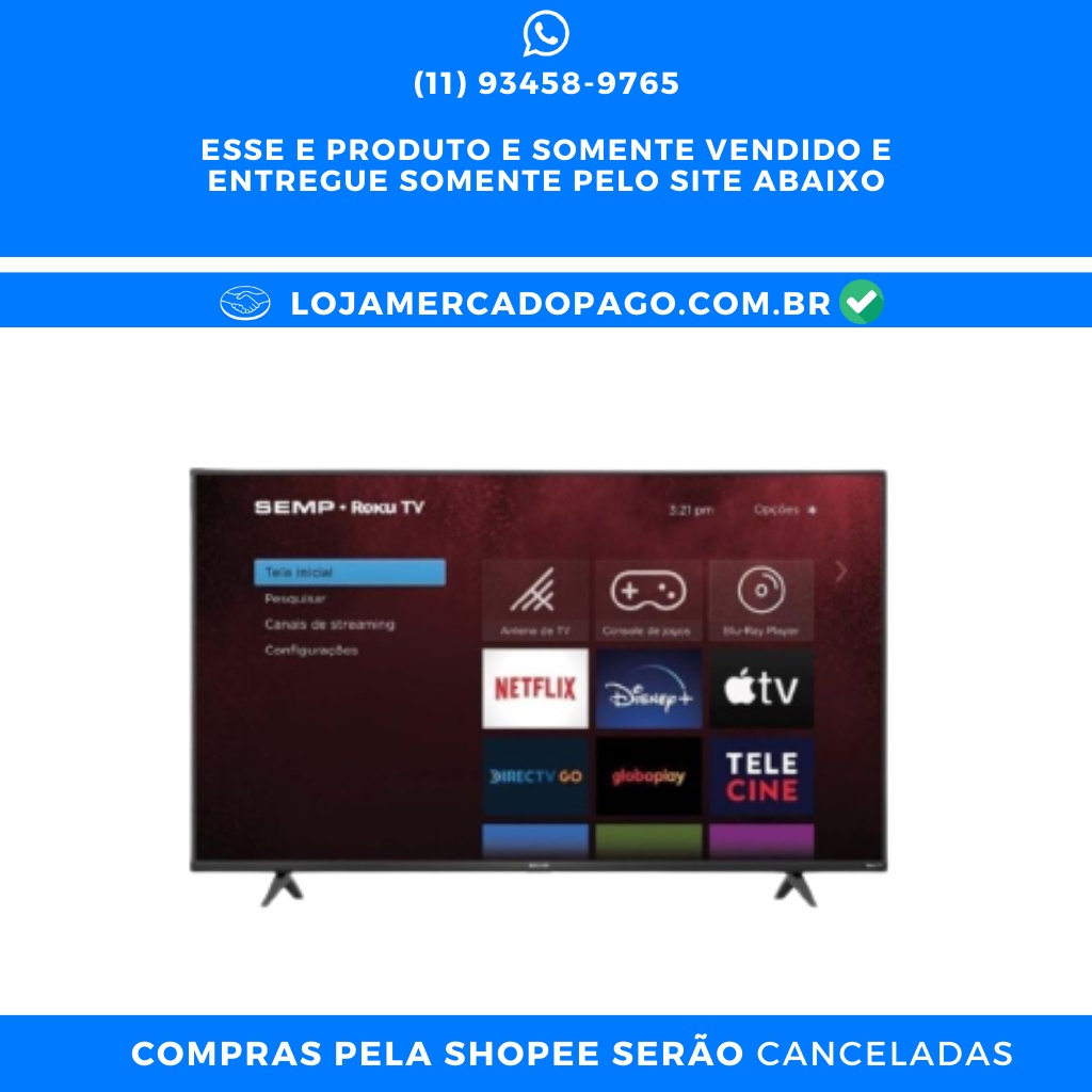 Smart TV Semp Roku Led 50 4k UHD - Desconto no Preço