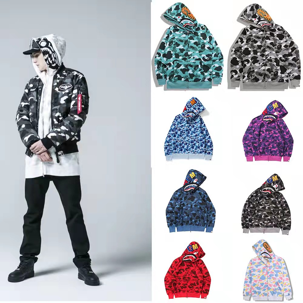 Bapes Shark Men's Hoodie 3D Impressão Digital De Casacos Esportivos ...