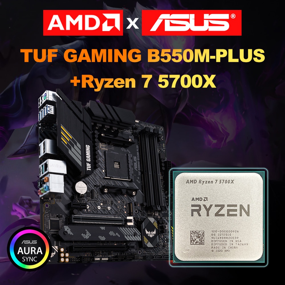 Amd novo ryzen 7 5700x + asus tuf gaming B550M-PLUS placa-mãe micro-atx b550m amd b550 ddr4 4800 ...