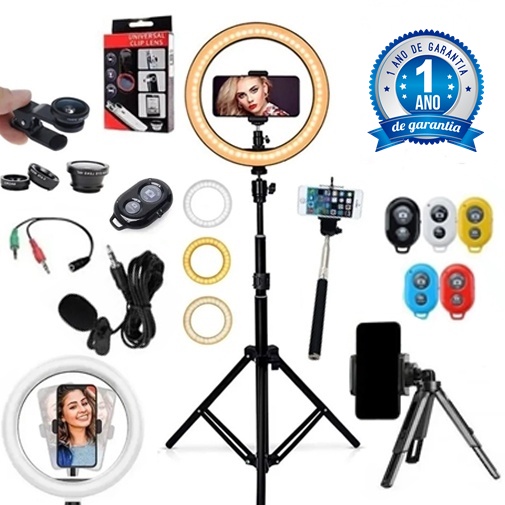 Kit Youtuber Microfone de Lapela Luz Ring Light 26cm Tripé Pedestal 2,10m Gravar Vídeo | Shopee ...