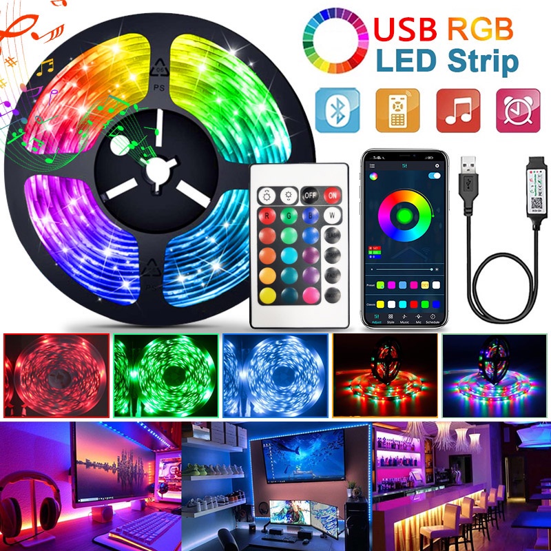 RGB 5050 Led Strip Light Com Bluetooth 10 Metrôs Fita USB IR Control ...