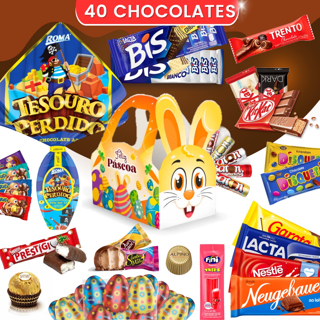 Cesta de páscoa De Chocolate Ovo de Páscoa Infantil Kit Cesta Pascoa ...