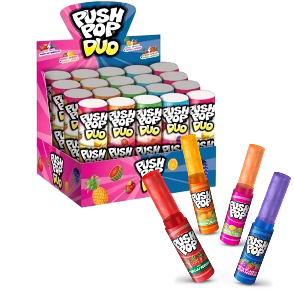 Display 20 Push Pop Duo Pirulito De Dedo Sabores Sortidos | Shopee Brasil