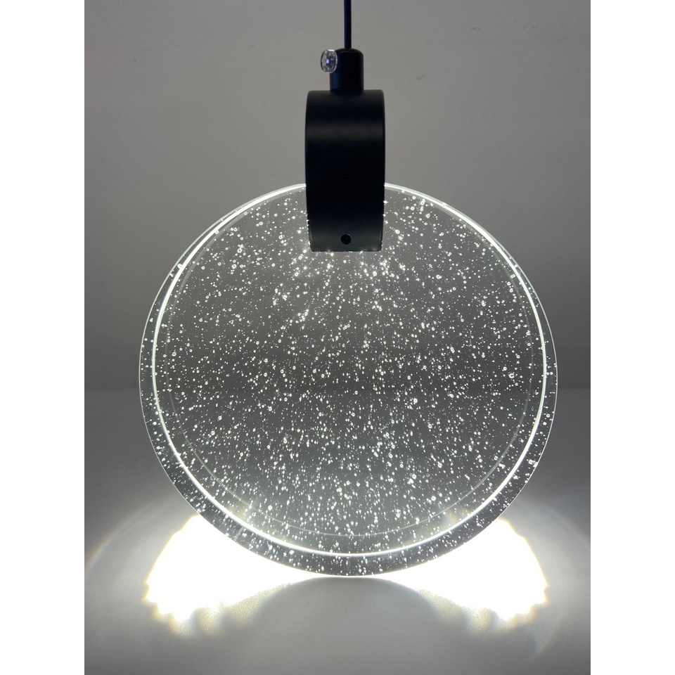 Luminária Pendente Vidro Lua Cristal Bolha Preto Led Redondo 3500K ENVIO IMEDIATO - Escorrega o ...