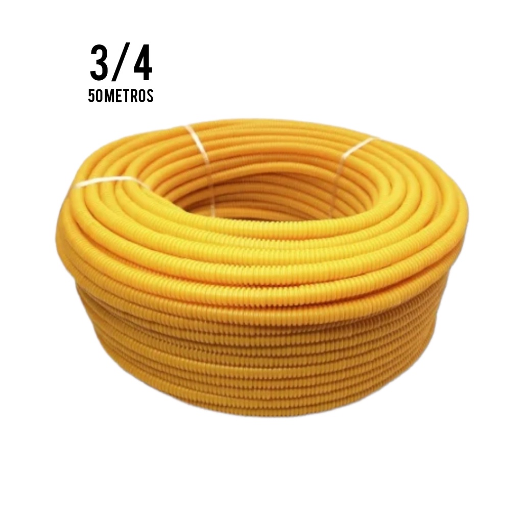 Conduite Corrugado Amarelo 3/4 Dinoplast 50m Antichamas | Shopee Brasil