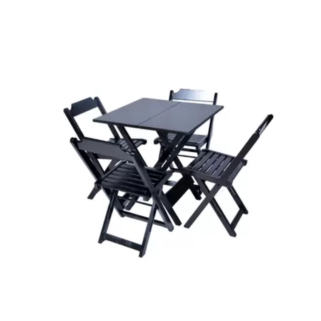 Jogos De Mesa Bar E Restaurante 70x70 C/ 4 Cadeiras Preta | Shopee Brasil