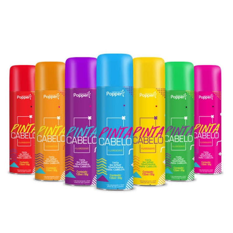 Tinta Pinta Cabelo Colorida Fluorescente Spray - 135ML Popper | Shopee ...