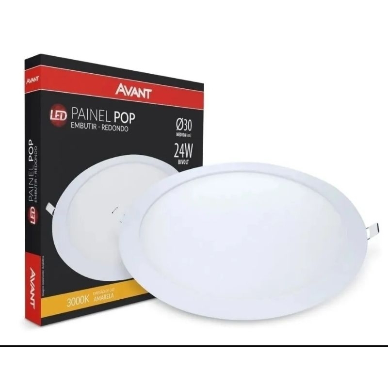 Painel Paflon Led 24w Embutir Redondo 3000K Branco Quente | Shopee Brasil
