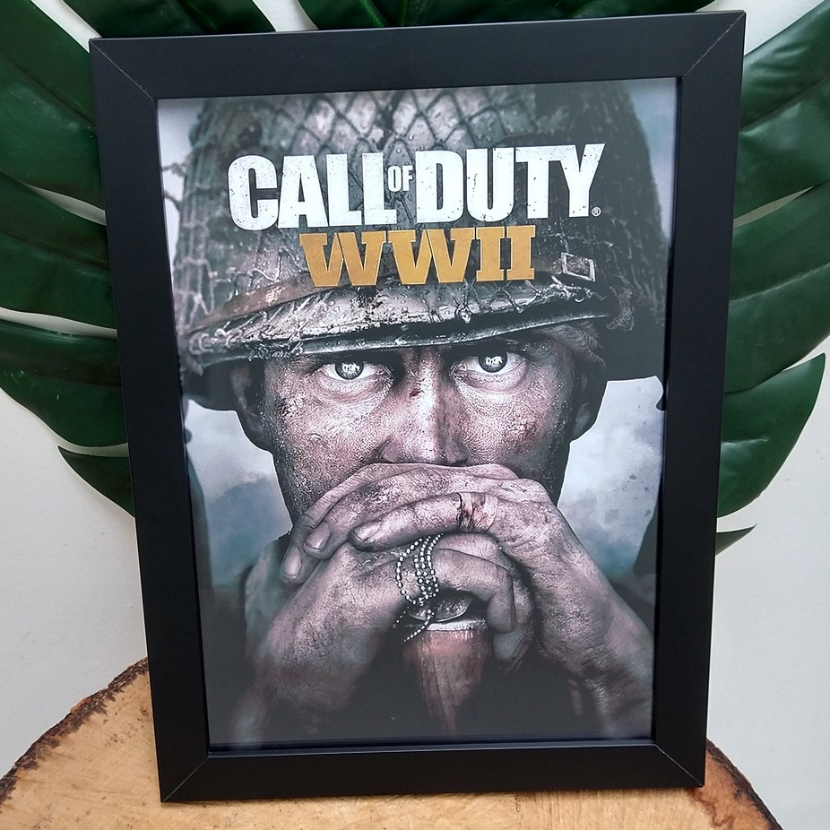 Quadro decorativo com moldura e vidro Call of Duty World War II pôster ...