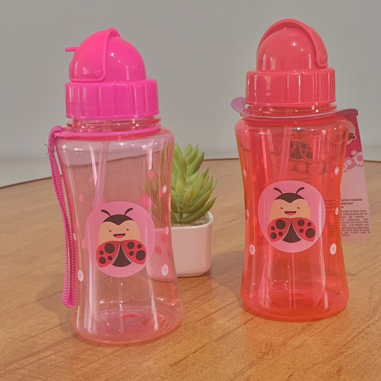 Garrafinha de Agua Suco infantil Com Canudo de Silicone Squeeze ...
