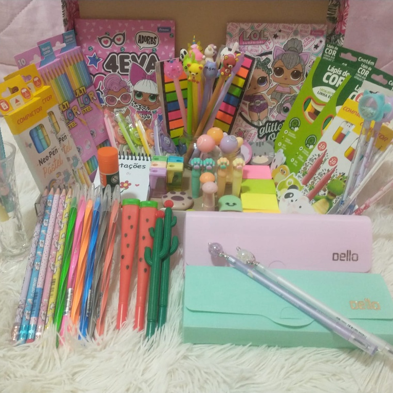 Kit de Papelaria Kawaii Fofa 20 itens | Shopee Brasil