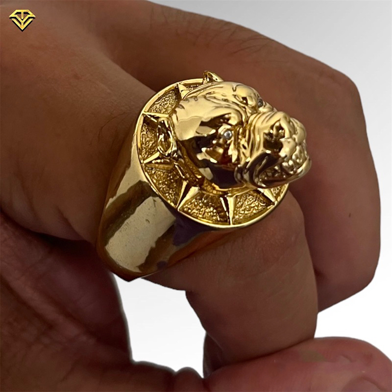 Dedeira pitbull Mc Poze do Rodo banhado a ouro 18k | Shopee Brasil