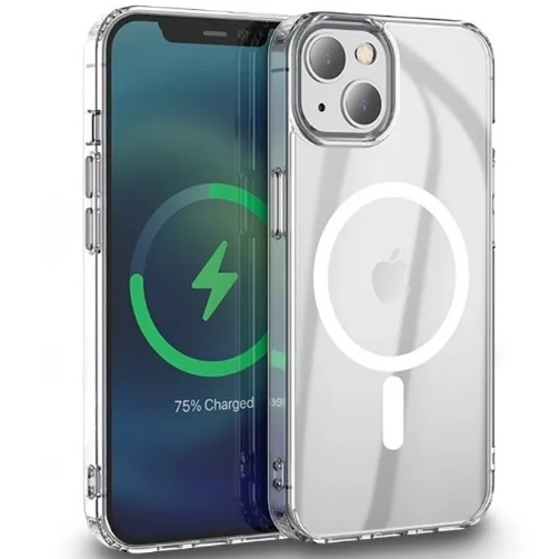 Capa Magsafe Capinha Magnética Transparente Para IPhone 11 12 13 14 Pro Max Para Carregamento ...