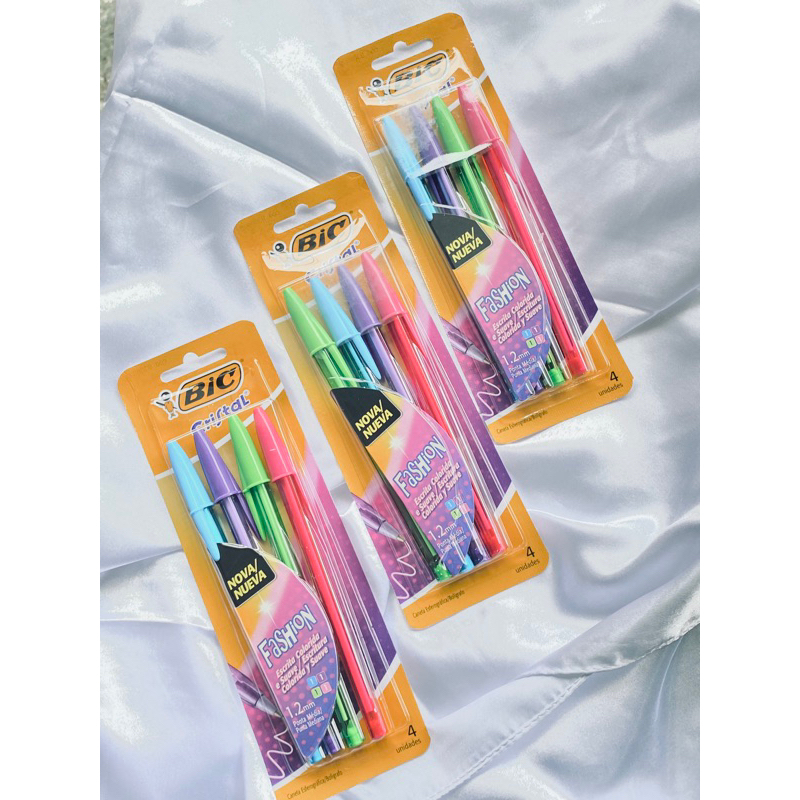CANETA COLORIDA BIC / KIT 4 CANETAS | Shopee Brasil