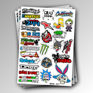 Cartela de Adesivos S15 para carro moto ou bike Sticker Notebook Bicicleta Coelho Grau 244 ...