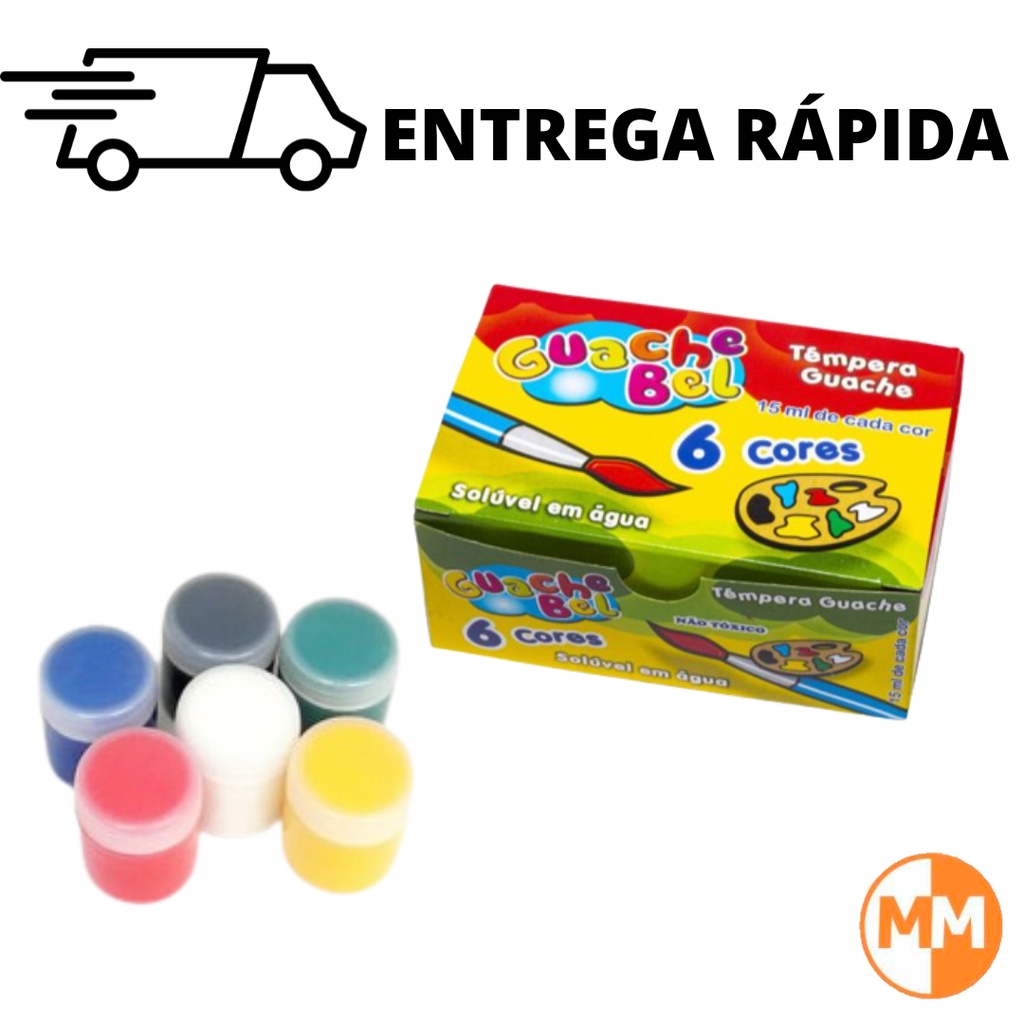 Tinta Guache 6 Unidades 15ML - Guache Bel | Shopee Brasil